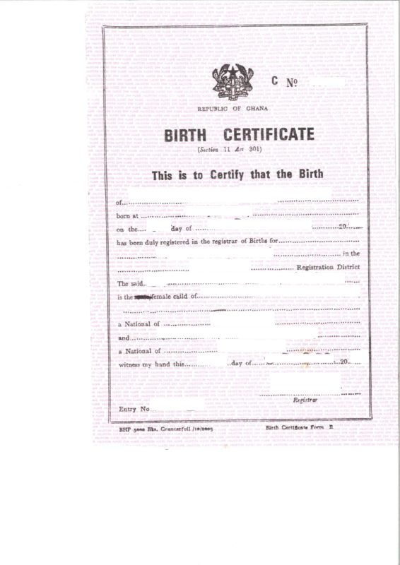Birth Certificate Ghana 2005 Beglaubigte bersetzungen