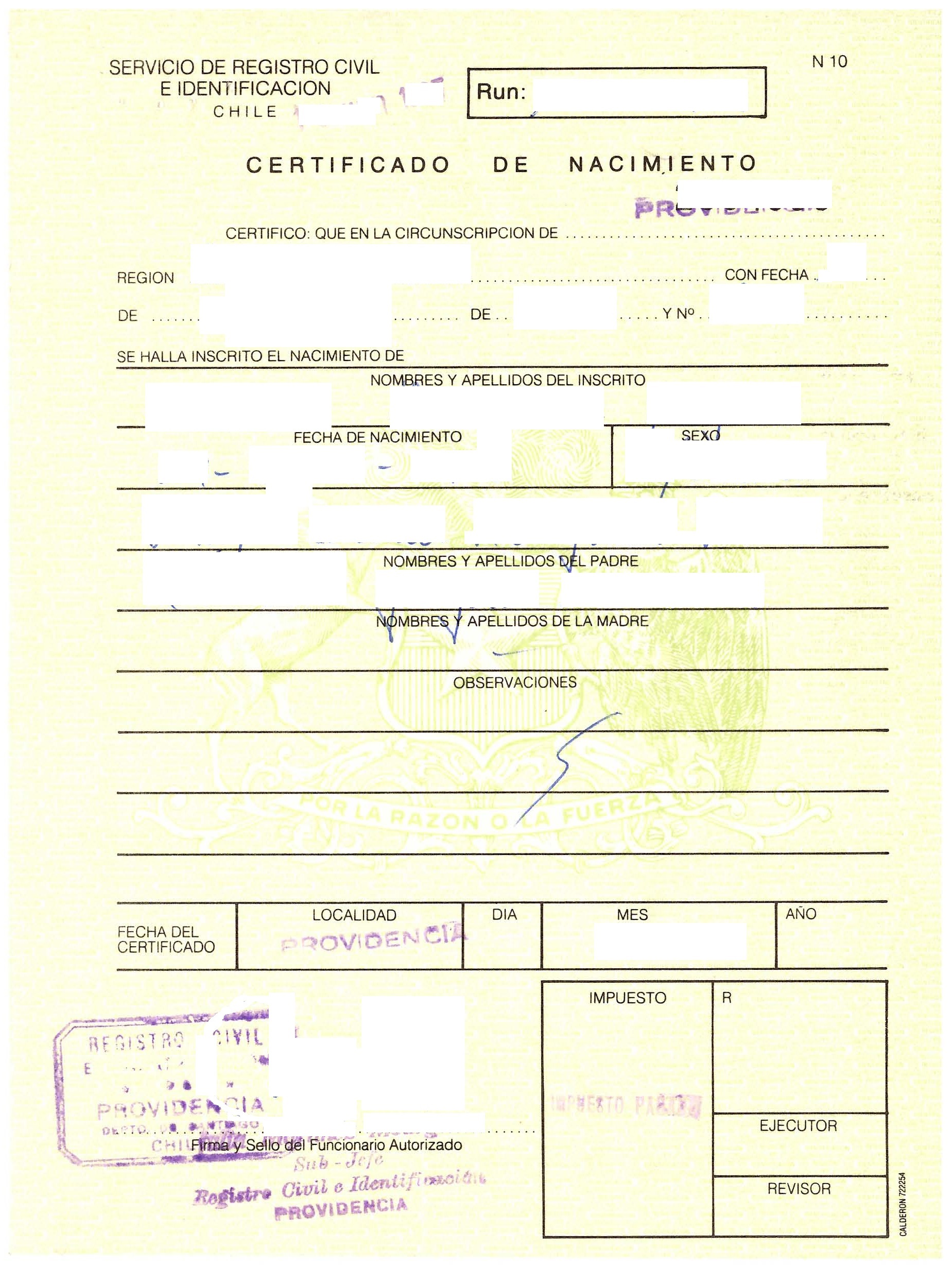 Certificado De Nacimiento