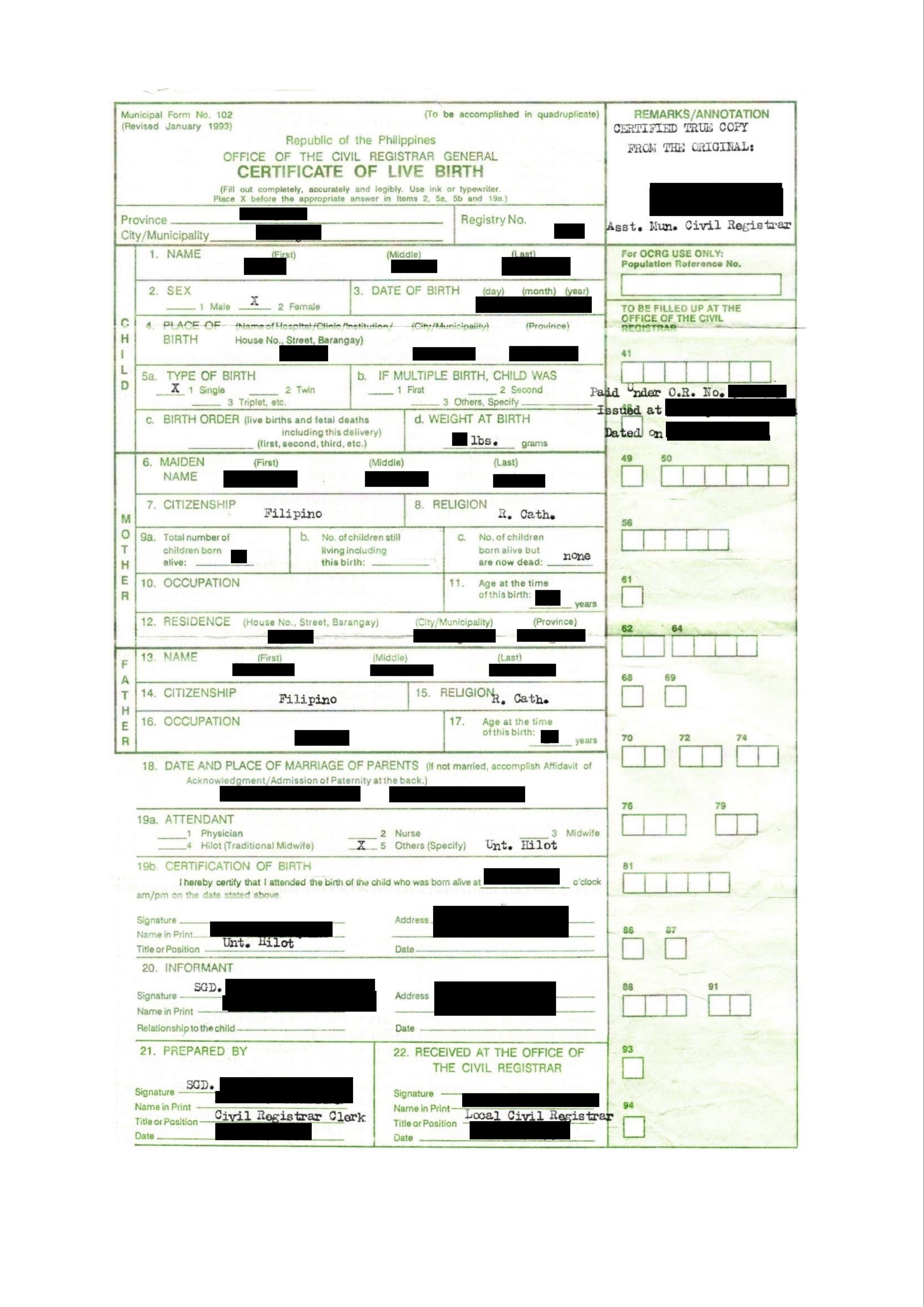 Certificate Of Live Birth Philippines Beglaubigte bersetzungen