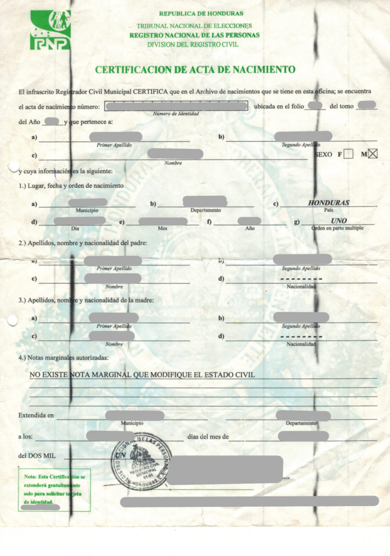 Certificación de Acta de Nacimiento - Honduras 2001 - Beglaubigte ... Certificación de Acta de Nacimiento - Honduras 2001 - Beglaubigte ...