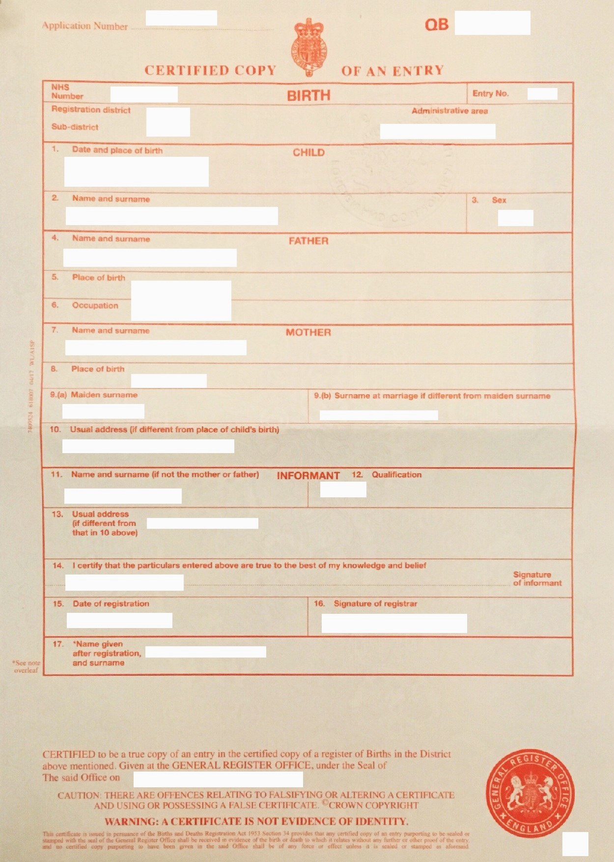 Certified Copy of an Entry (UK) - Beglaubigte Übersetzungen