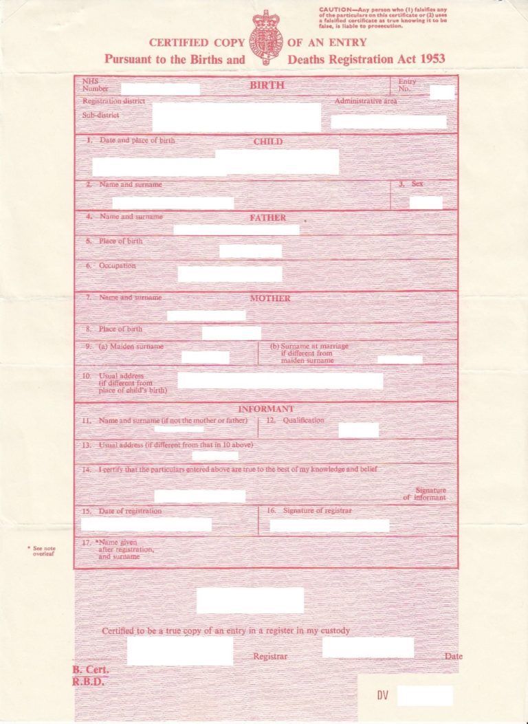 Certified Copy of an Entry (UK) - Beglaubigte Übersetzungen