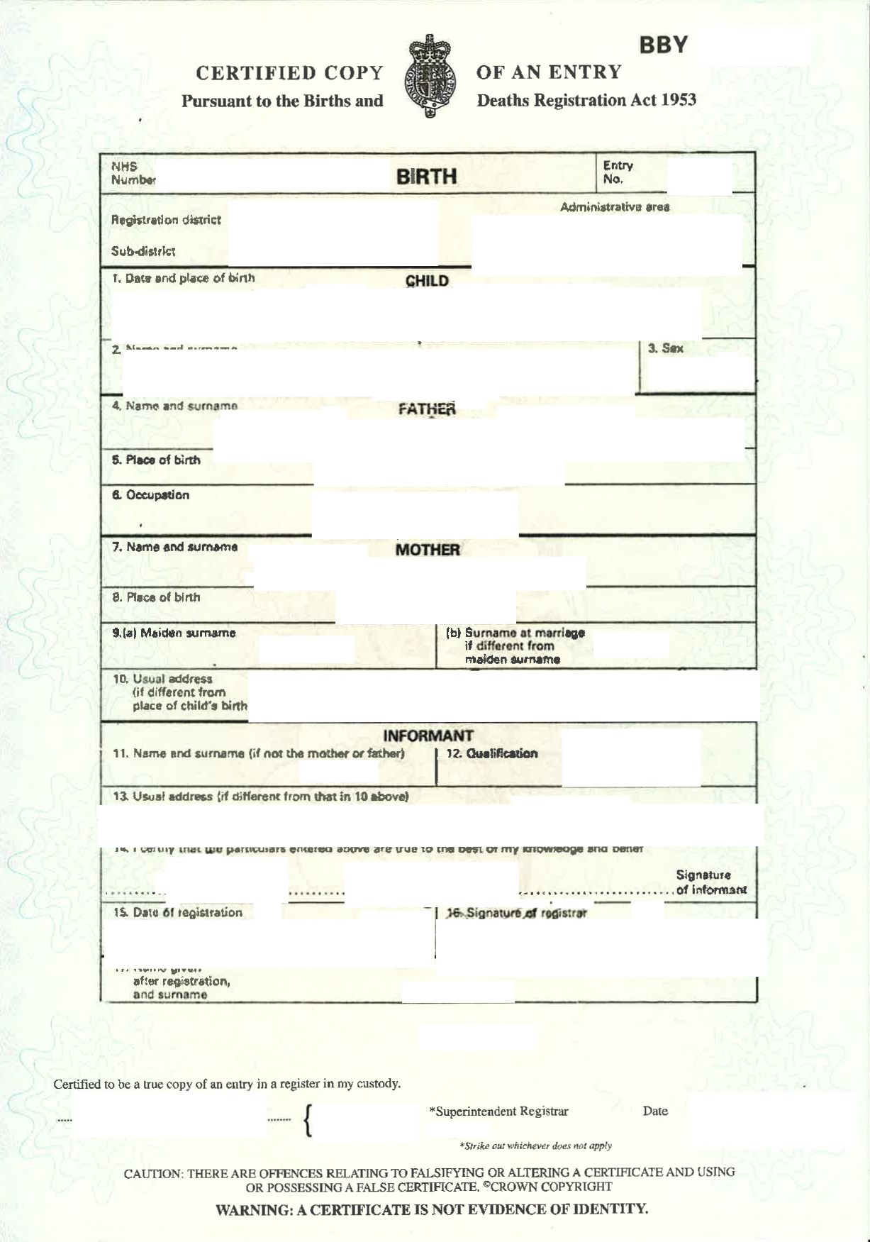 Certified Copy of an Entry (UK) - Beglaubigte Übersetzungen