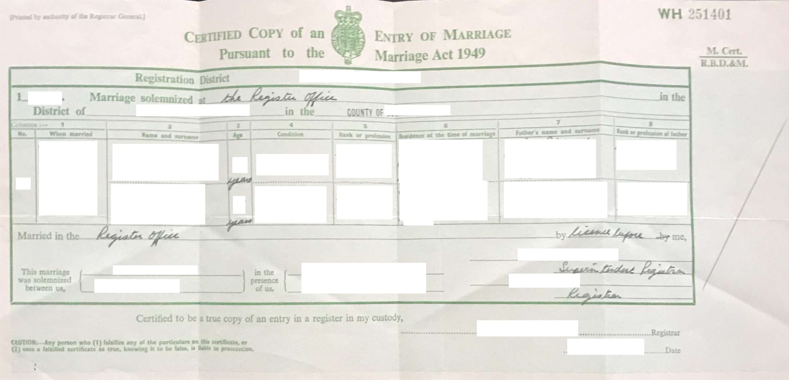 Certified Copy of an Entry of Marriage, UK - Beglaubigte Übersetzungen
